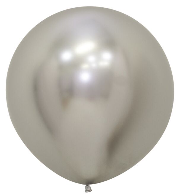 24in Helium Inflated Latex Balloon - Reflex Silver
